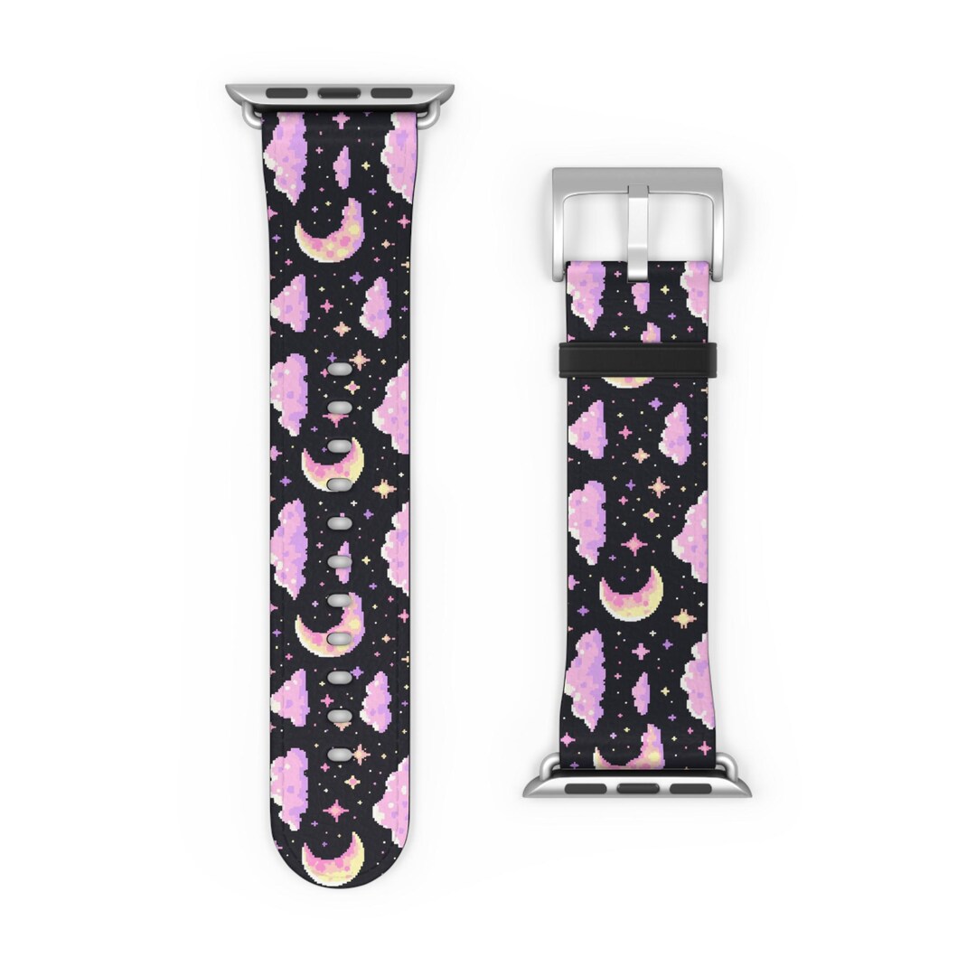 Pixel Art Cloud Moon Apple Watch Band, Kawaii Anime iPhone Accessories ...