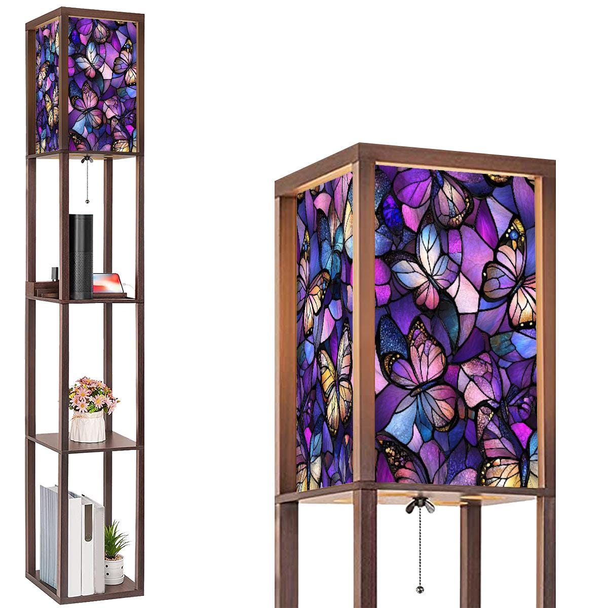 Purple Butterfly Floor Lamp Shade Shelf, Turkish Mosaic Witchy Book ...