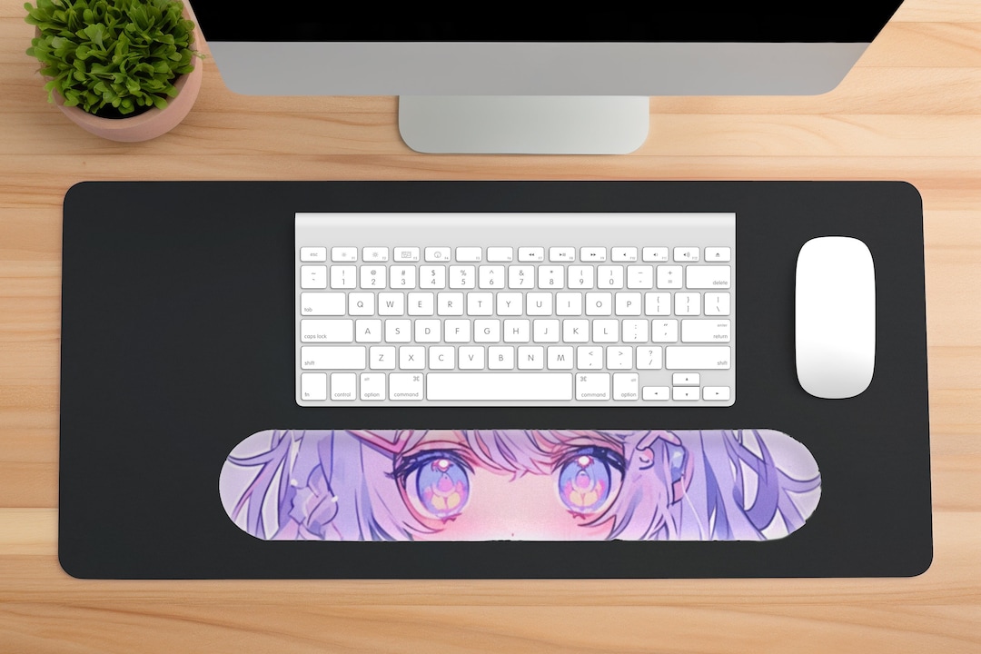 Purple Anime Girl Large Wrist Rest, Kawaii Cute Pink Desktop Computer ...