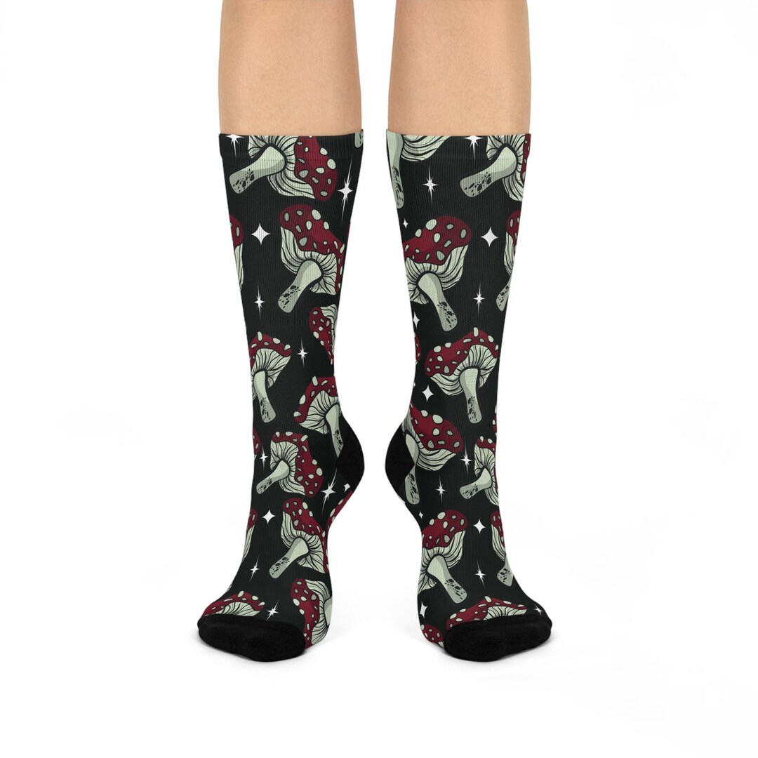 Red Mushroom Socks, Cottagecore Witchy Socks, Emo Punk Gothic Fashion ...