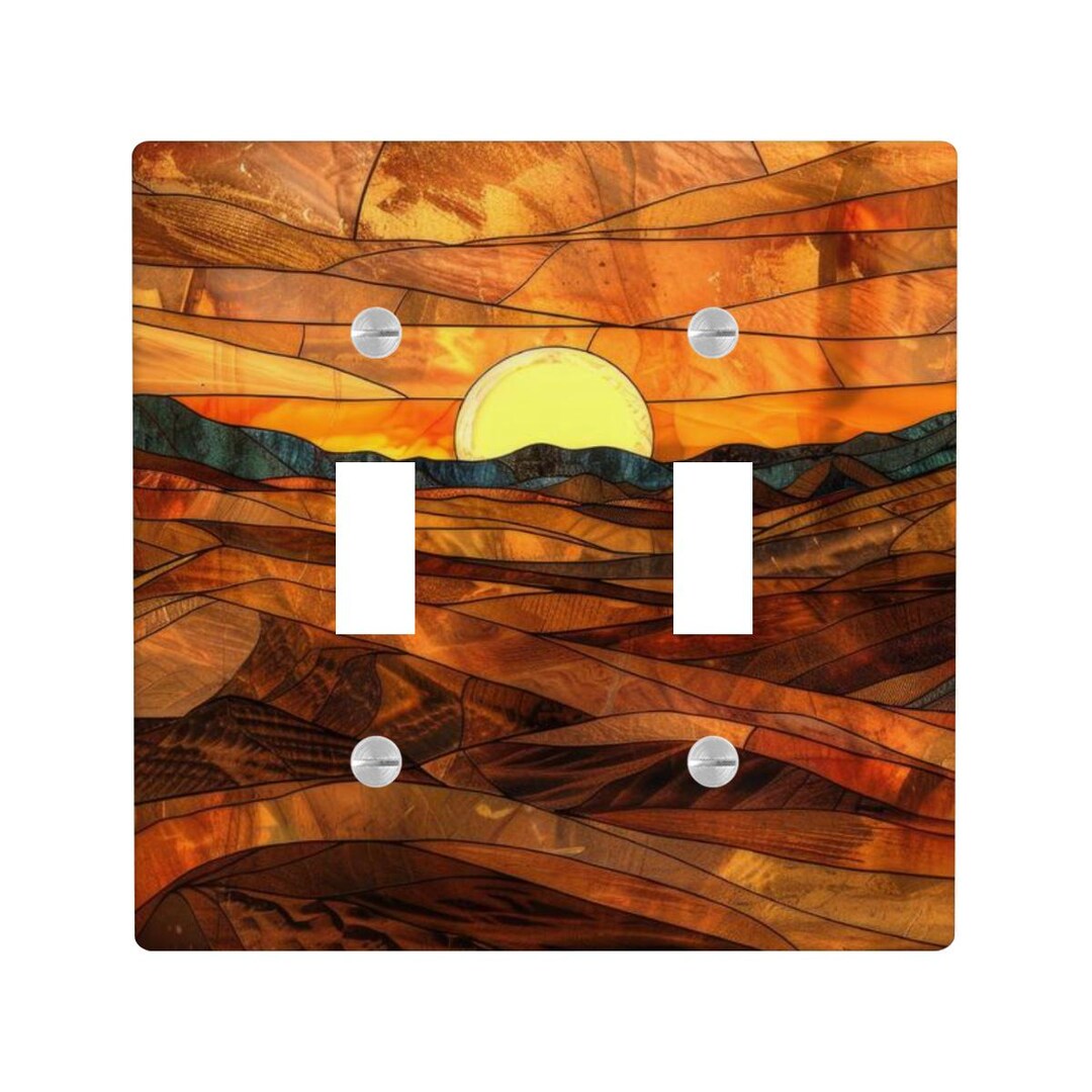 Desert Sunset Stained Glass Art Light Switch Cover, Nature Mosaic ...