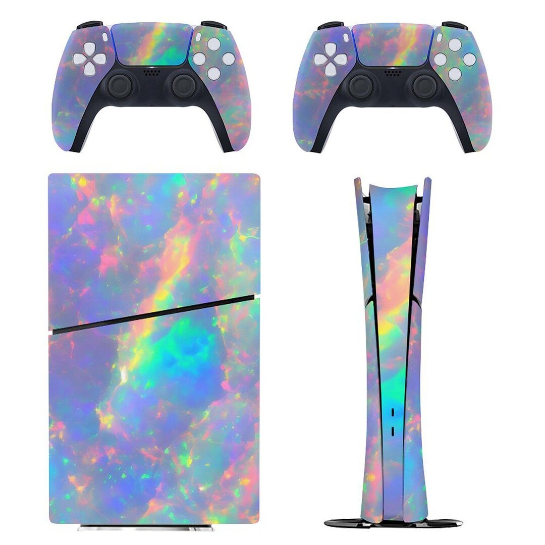 Opal Crystal PS5 Controller Slim Console Skin, Rainbow Gemstone Game ...