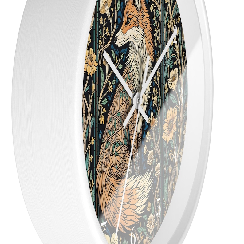 Fox Stained Glass Printed Wall Clock, Wildflower Floral Mosaic ...