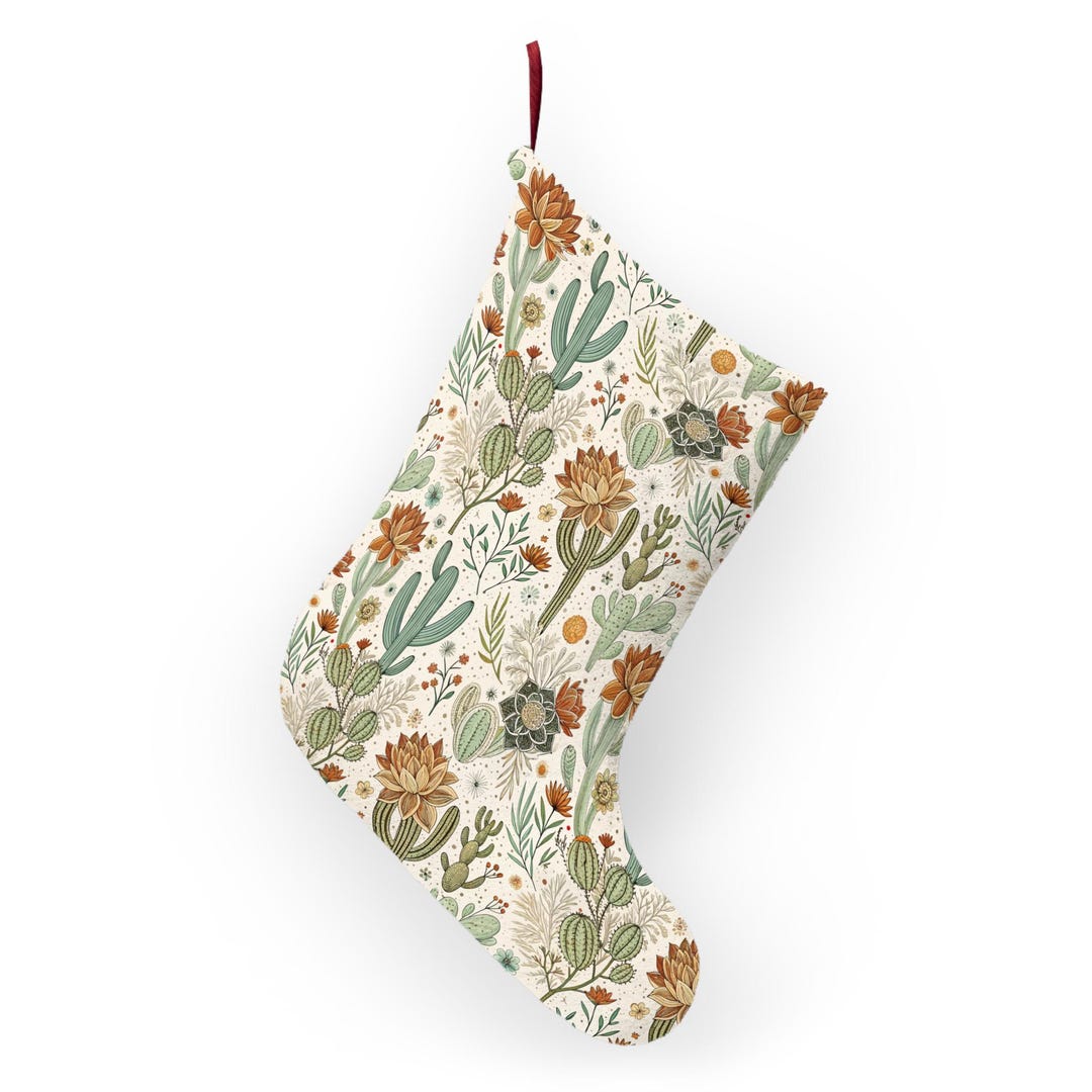 Western Cactus Christmas Stocking, Botanical Nature Desert Country ...
