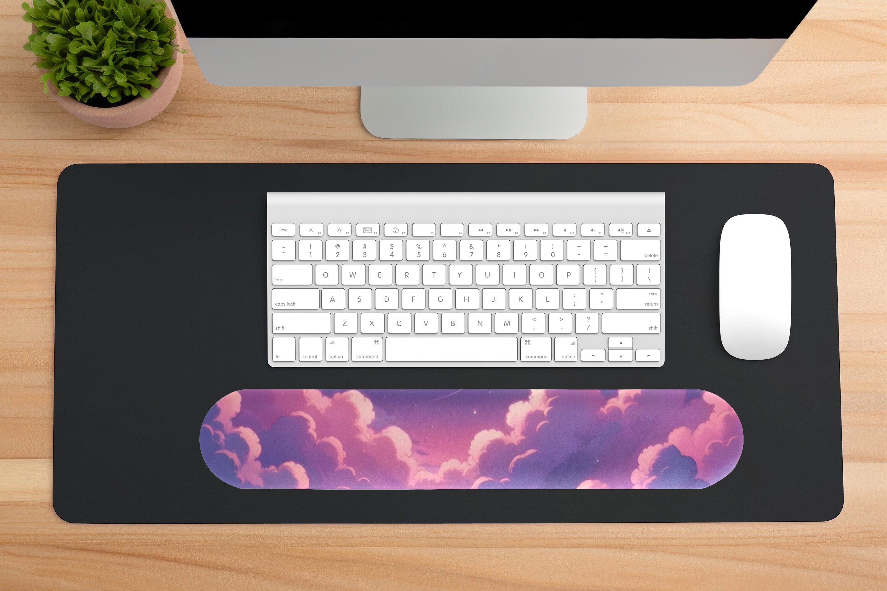 Purple Anime Clouds Large Wrist Rest, Kawaii Cute Pink Desktop Computer ...