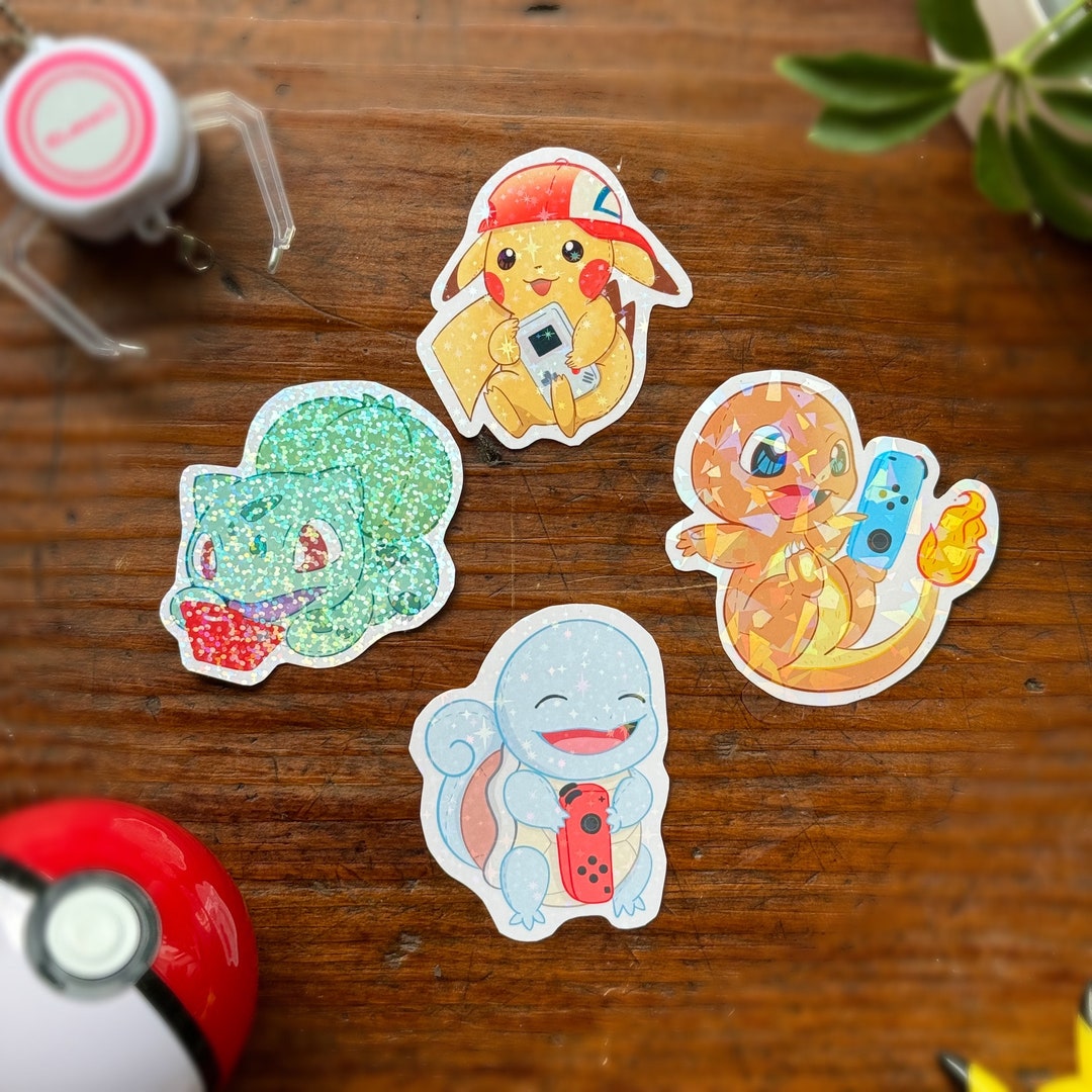 Holographic Pokémon poke Gamers Plushy-style Vinyl Stickers Set 4 ...