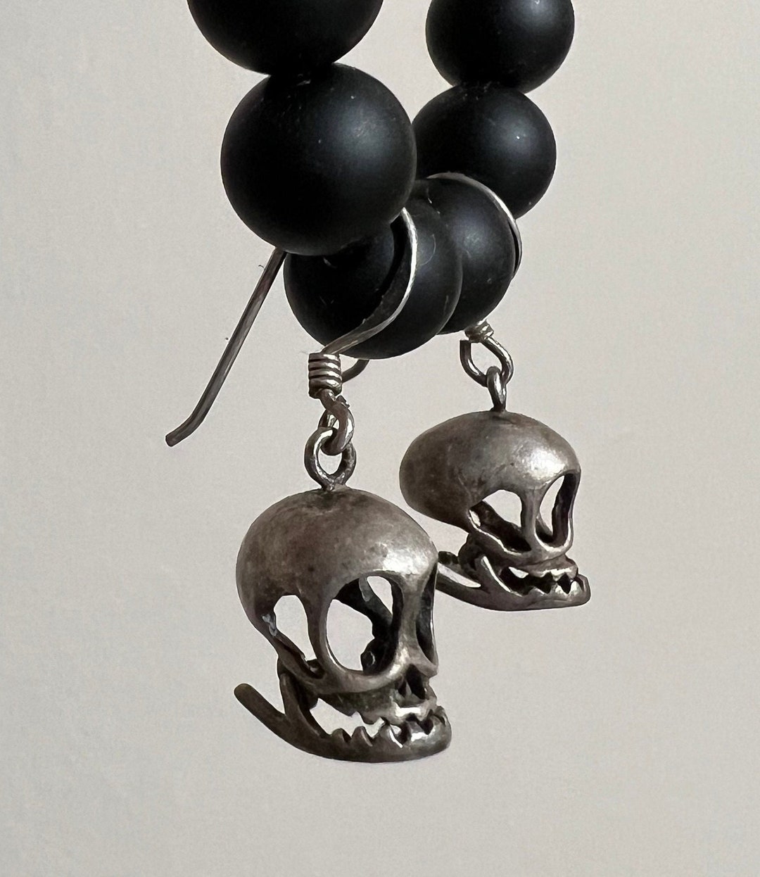 925 Sterling Silver Vintage Articulated Skulls Dangle Drop Earrings - Etsy