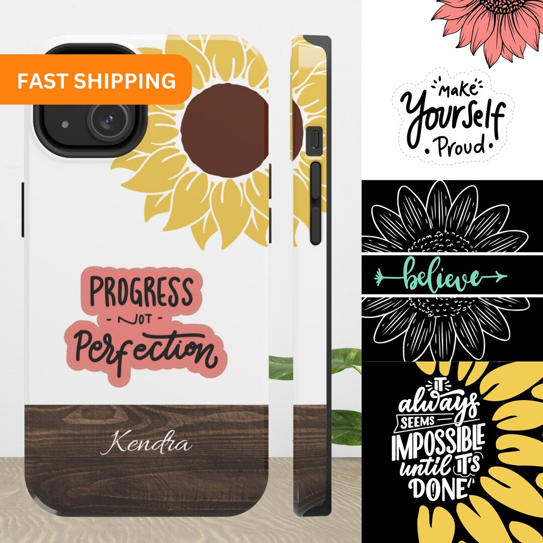 Personalized Sunflower iPhone Case, Motivational Positive Quotes, Cute ...