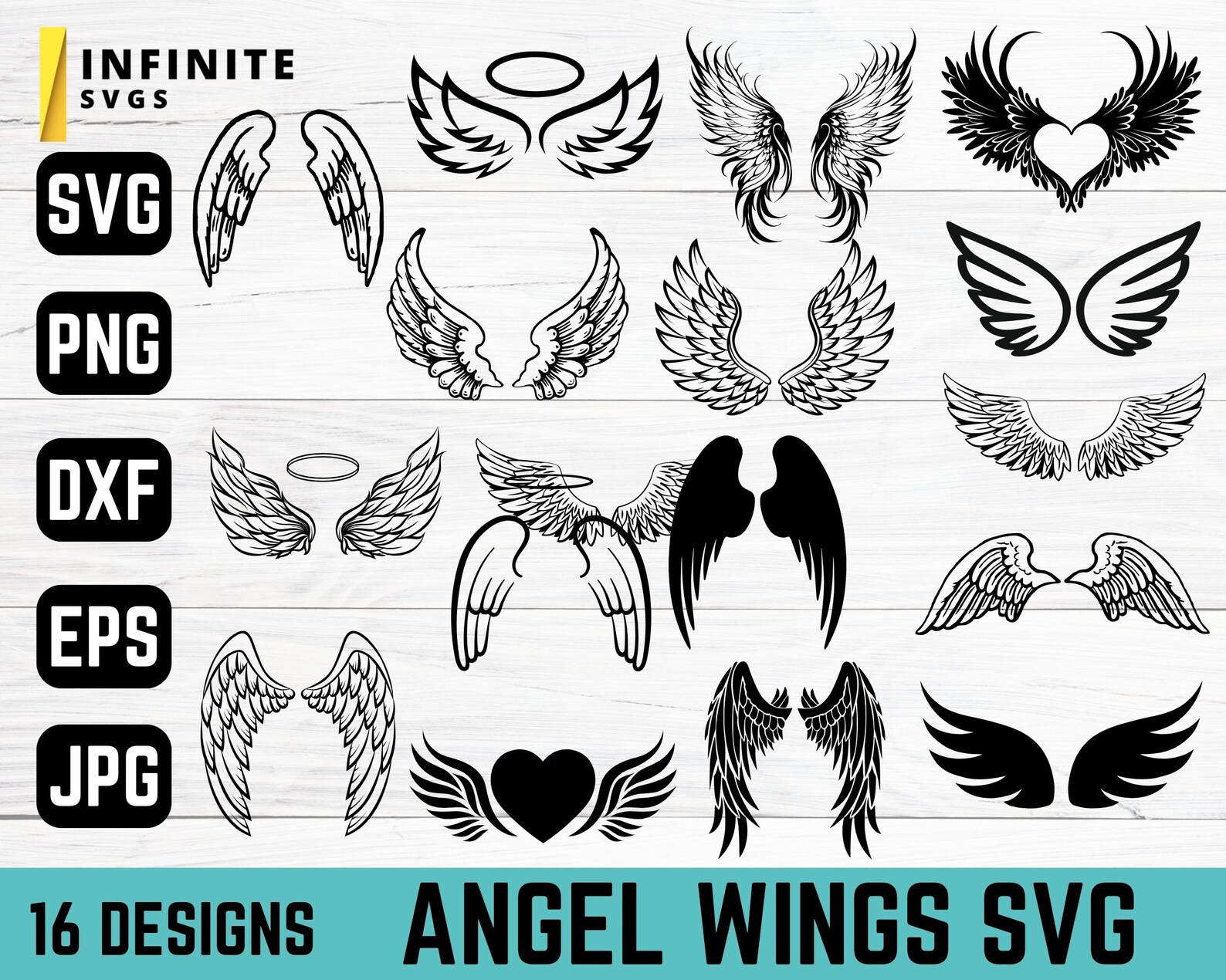16 Angel Wings Svg Bundle Angel Wings Angel Wings Clipart Memory Angel ...