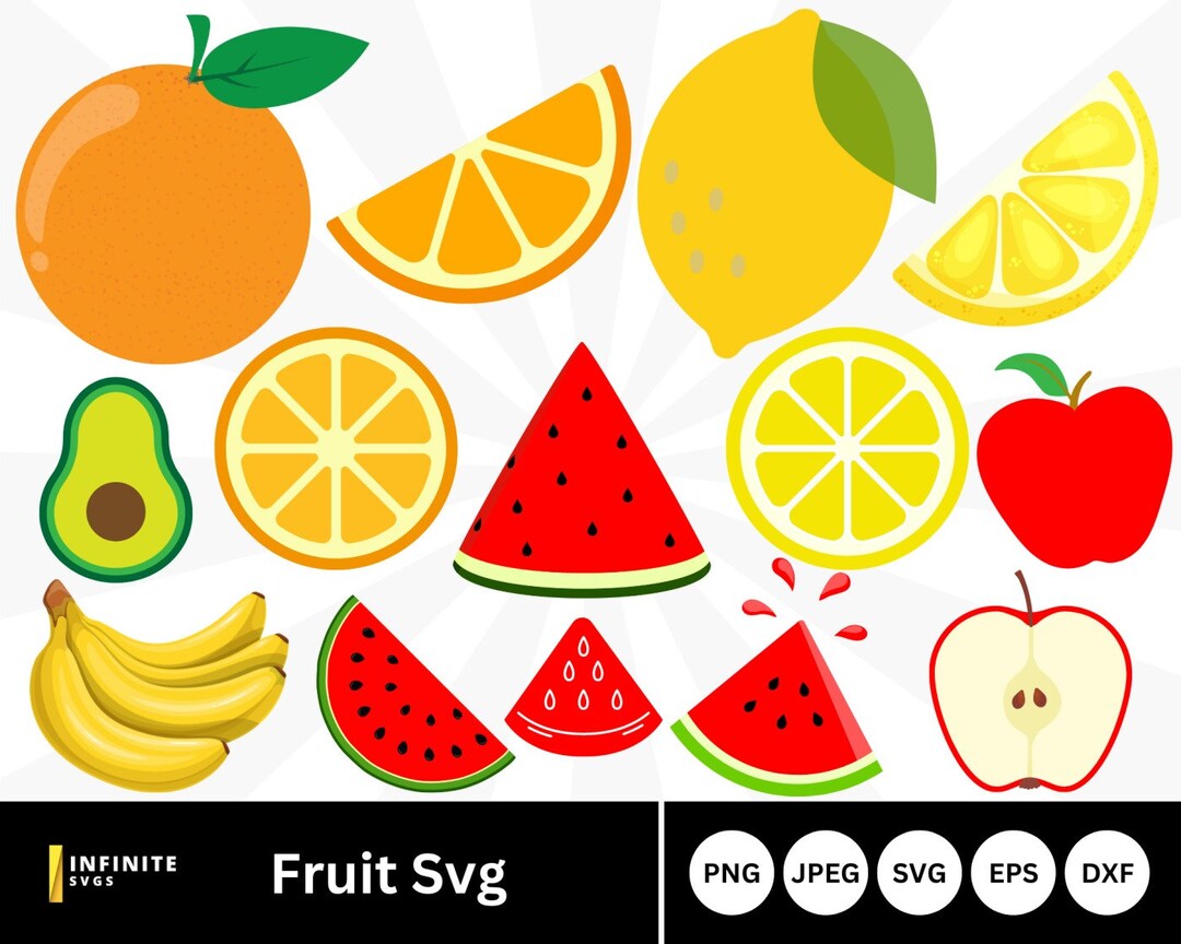 Fruit Svg Bundle, Fruit Svg, Fruit Clipart, Tropical Fruit Svg, Orange ...