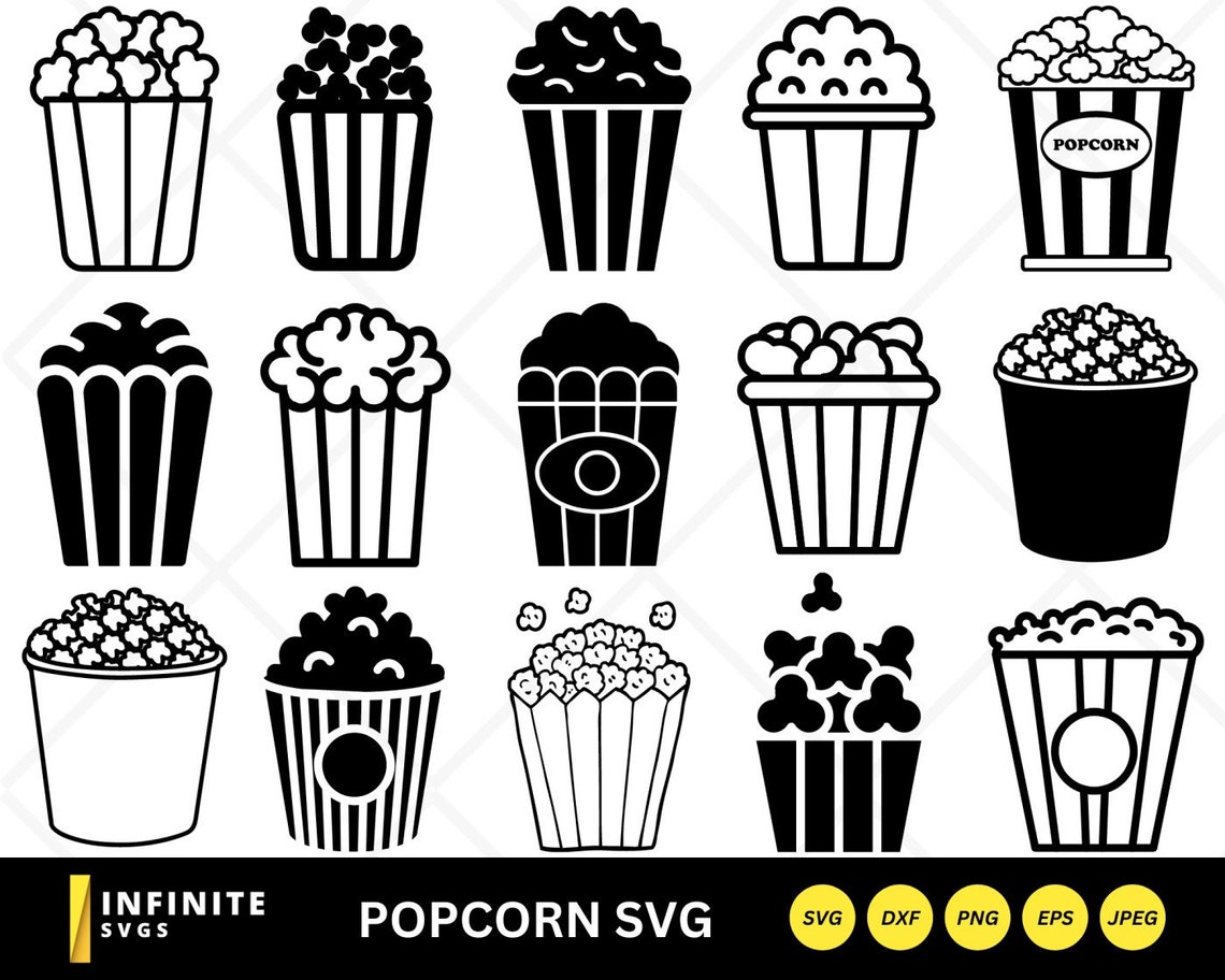 Popcorn Svg, Popcorn Silhouette, Popcorn Clipart, Popcorn Cut File ...