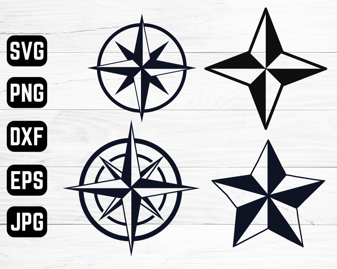 Nautical Star SVG 15 Design Compass Svg Compass Rose Svg Star Outline ...