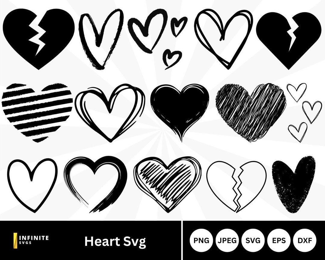 Heart Svg Bundle, Heart Svg, Broken Heart Svg, Doodle Heart Svg, Heart ...