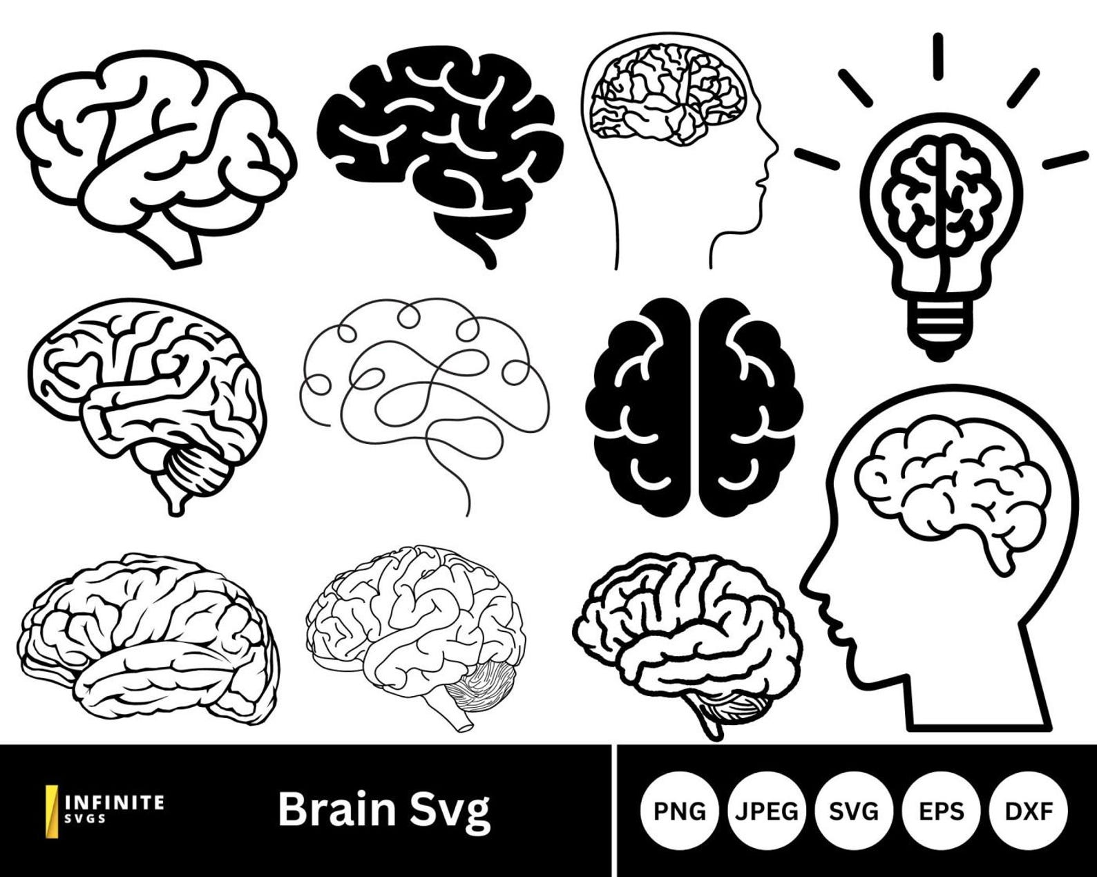 Brain Svg Bundle, Brain Svg, Brain Clipart, Brain Png, Brain Vector ...