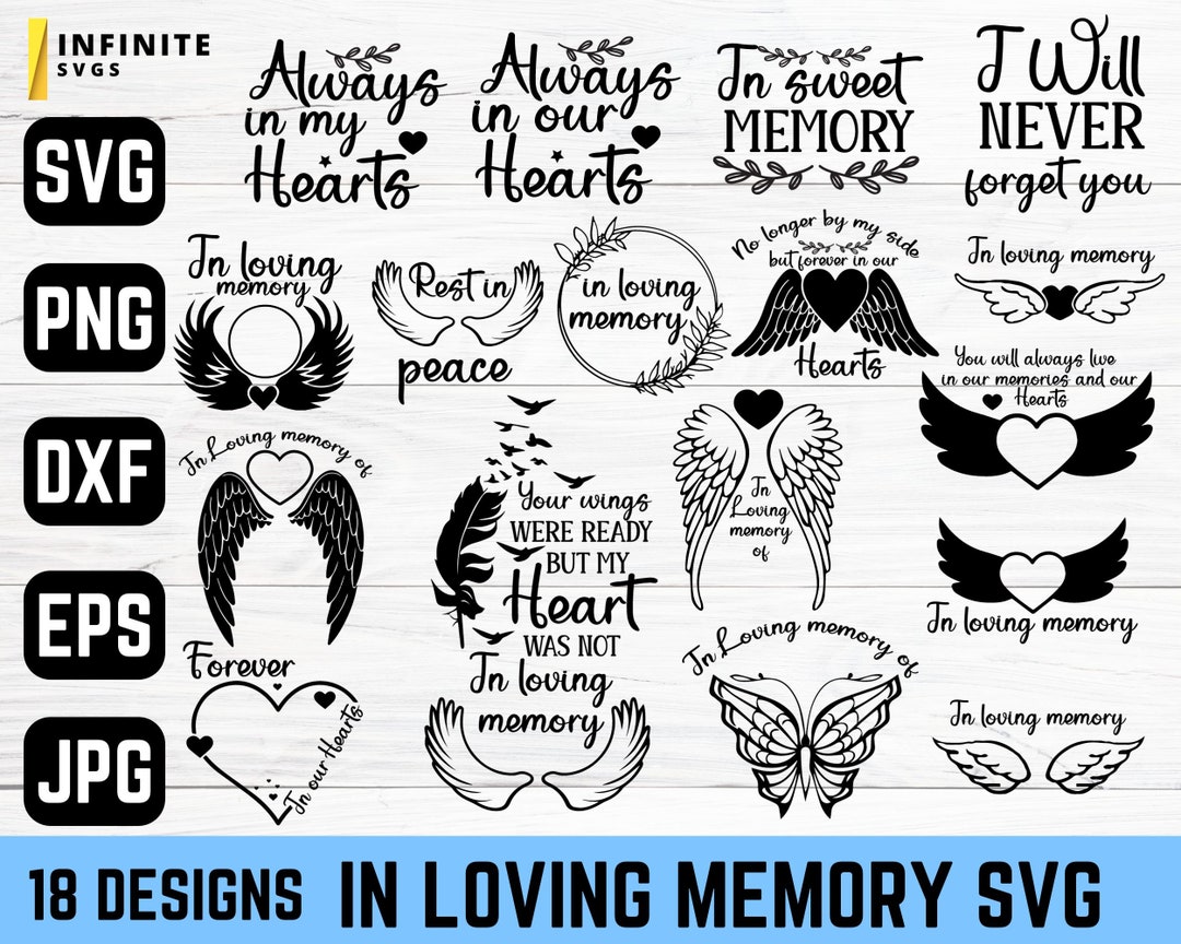 In Loving Memory Svg | Rest in Peace Svg | Angel Wings Love Memory ...