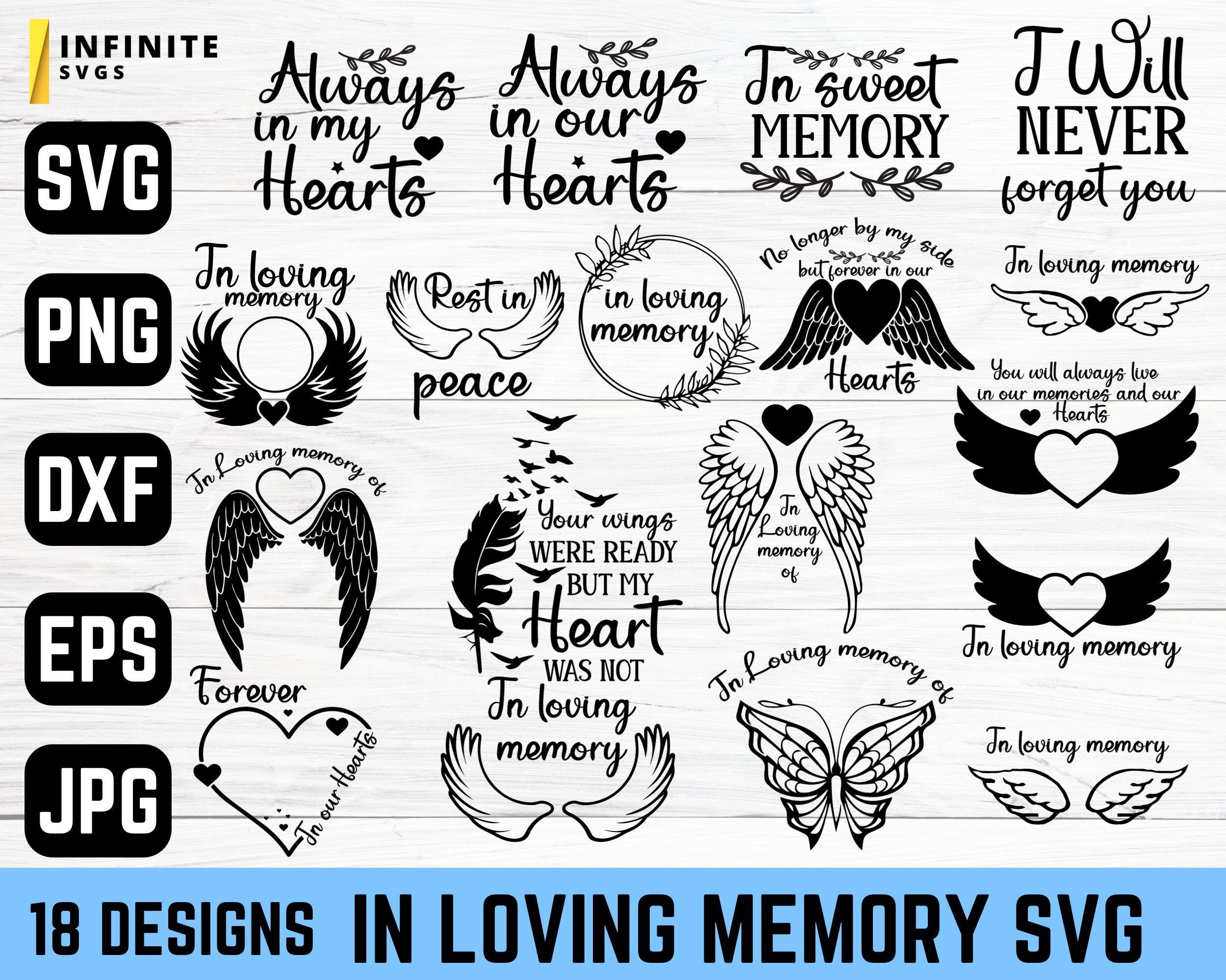 In Loving Memory Svg Rest in Peace Svg Angel Wings Love Memory Always ...