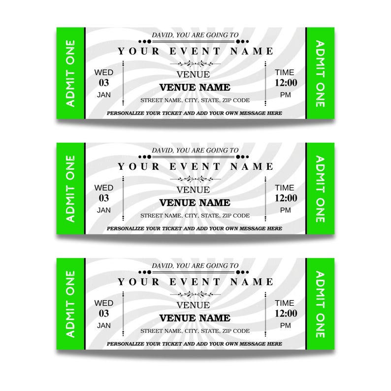 Editable Ticket Template, Ticket Template, Concert Ticket Template ...