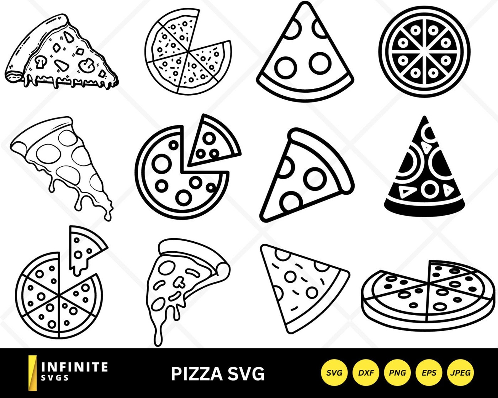 Pizza Svg, Pizza Clipart, Pizza Silhouette, Pizza T-shirt, Pizza Cricut ...
