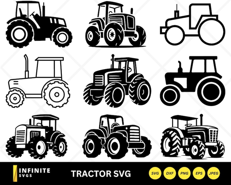 Tractor Svg, Tractor Clipart, Old Tractor Svg, Tractors Silhouette ...