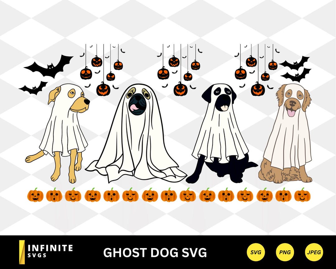 Cute Ghost Dog Svg, Ghost Dog Svg, Halloween Ghost Svg, Halloween Dog ...
