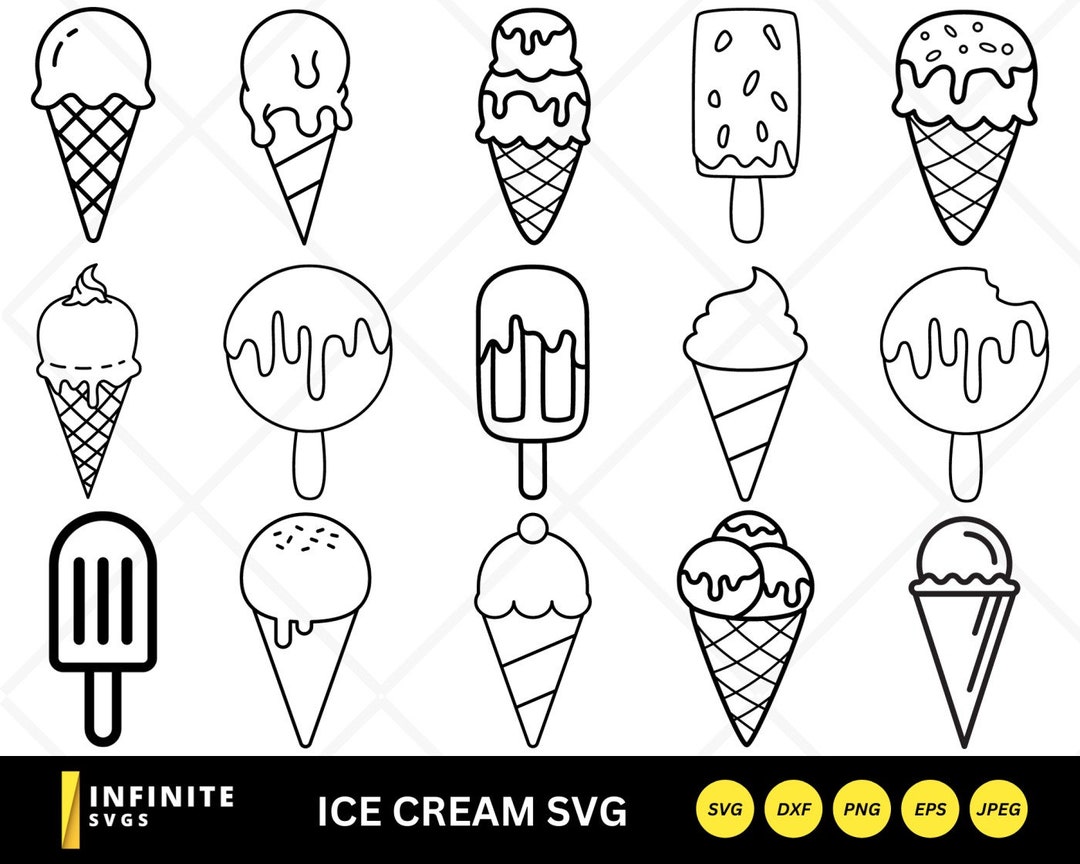 Ice Cream Svg Ice Cream Cone Svg Ice Cream Outline Ice Cream Clipart