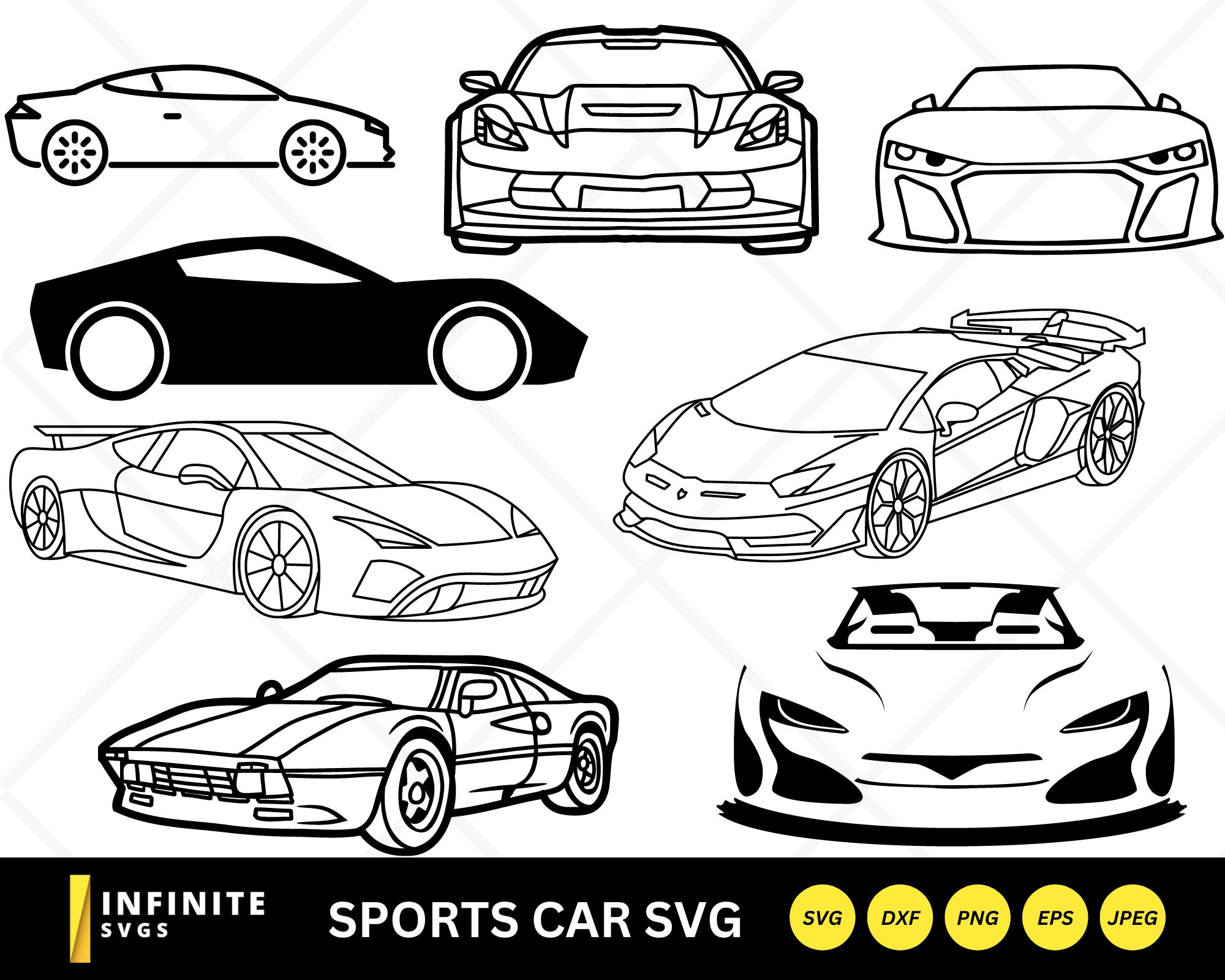 Sports Car Svg, Sports Car Silhouette, Sports Car Vector, Sports Car ...