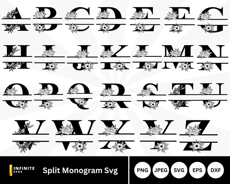 Split Monogram Svg, Split Monogram Svg Letters, Monogram Bundle ...
