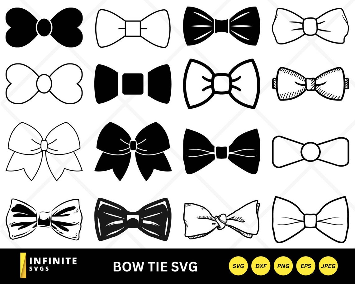 Bow Tie Svg, Bow Tie Clipart, Bow Tie Silhouette, Bow Tie Cut File, Bow ...