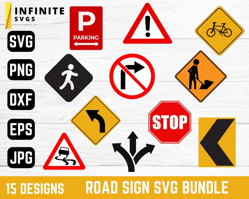 Road Sign Svg - 15 Design - Road/traffic Clipart - Stop - No Parking ...