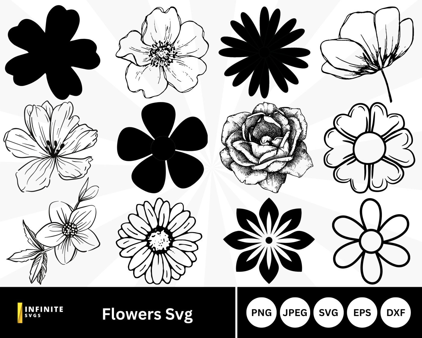 Flower Svg Bundle, Flower Svg, Flower Cut Files, Flower Silhouette ...