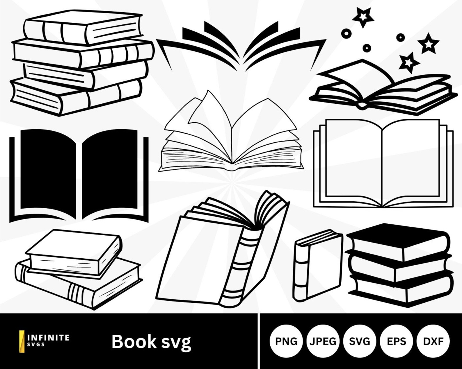 Book SVG Bundle: School & Library Clipart (digital Download) - Etsy