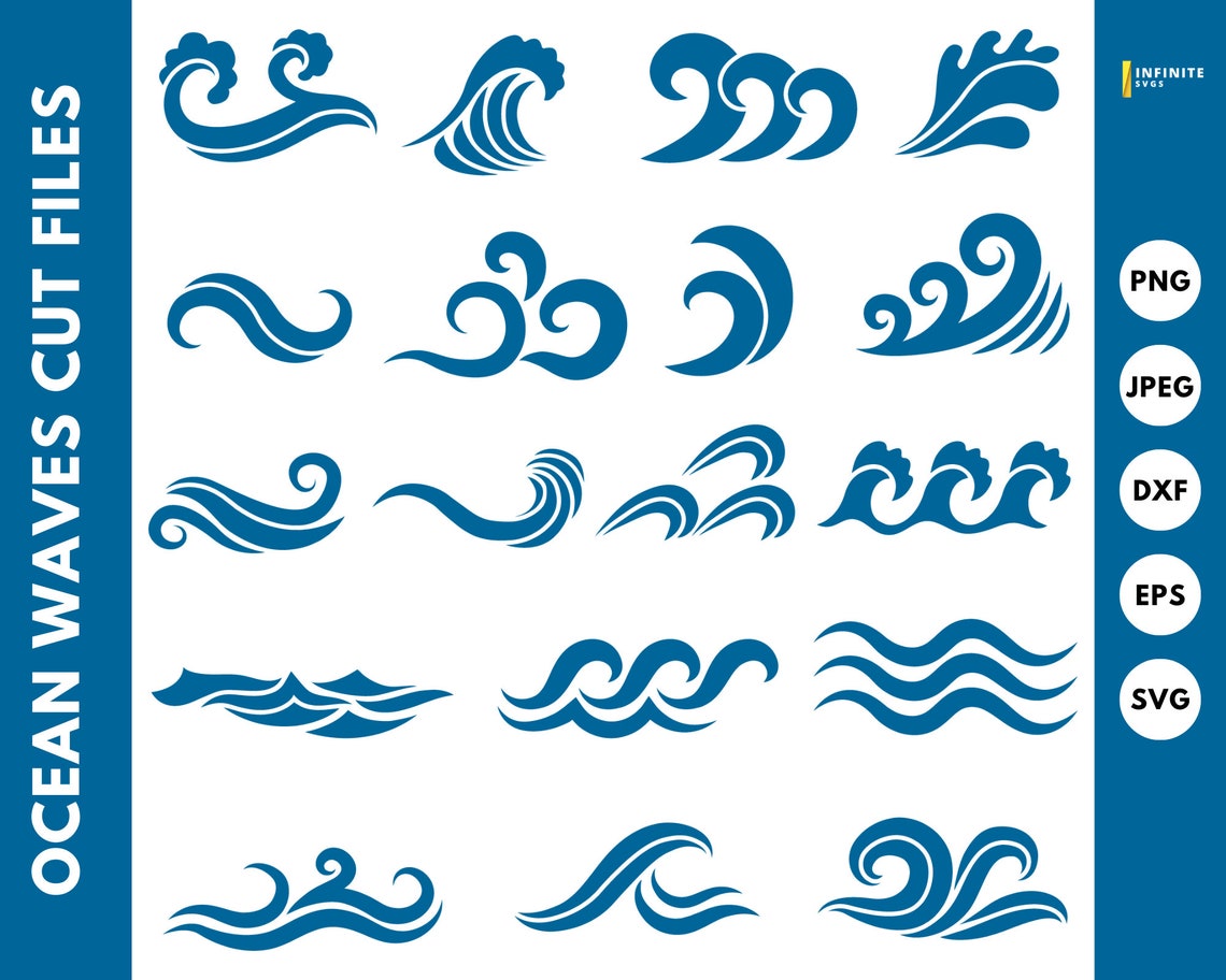 Ocean Waves Svg 20 Waves Cut Files Design Waves SVG Cut Files Instant ...