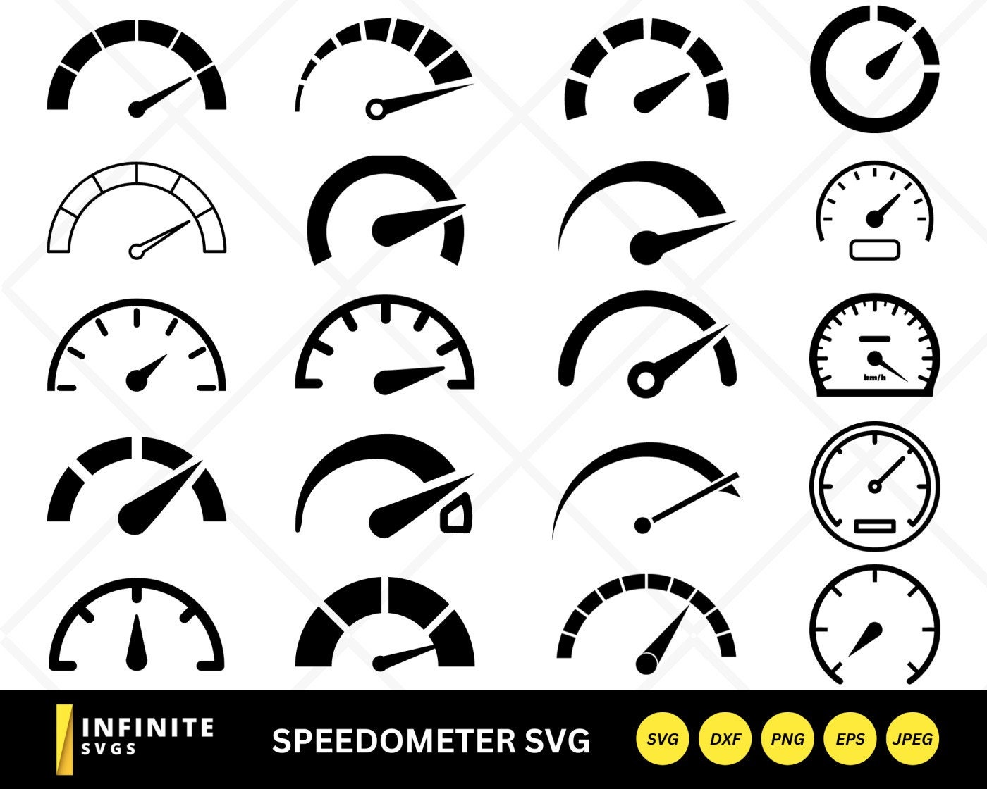 Speedometer Gauge Icon Set: Driving SVG, PNG, Clipart (digital Download ...