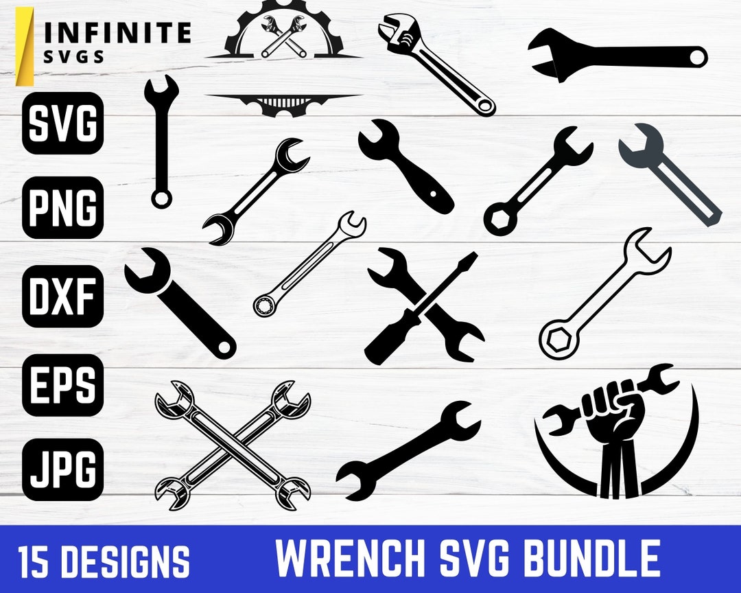 Wrench Svg - 15 Design - Wrench Cut Files - Wrench Clipart - Mechanic ...