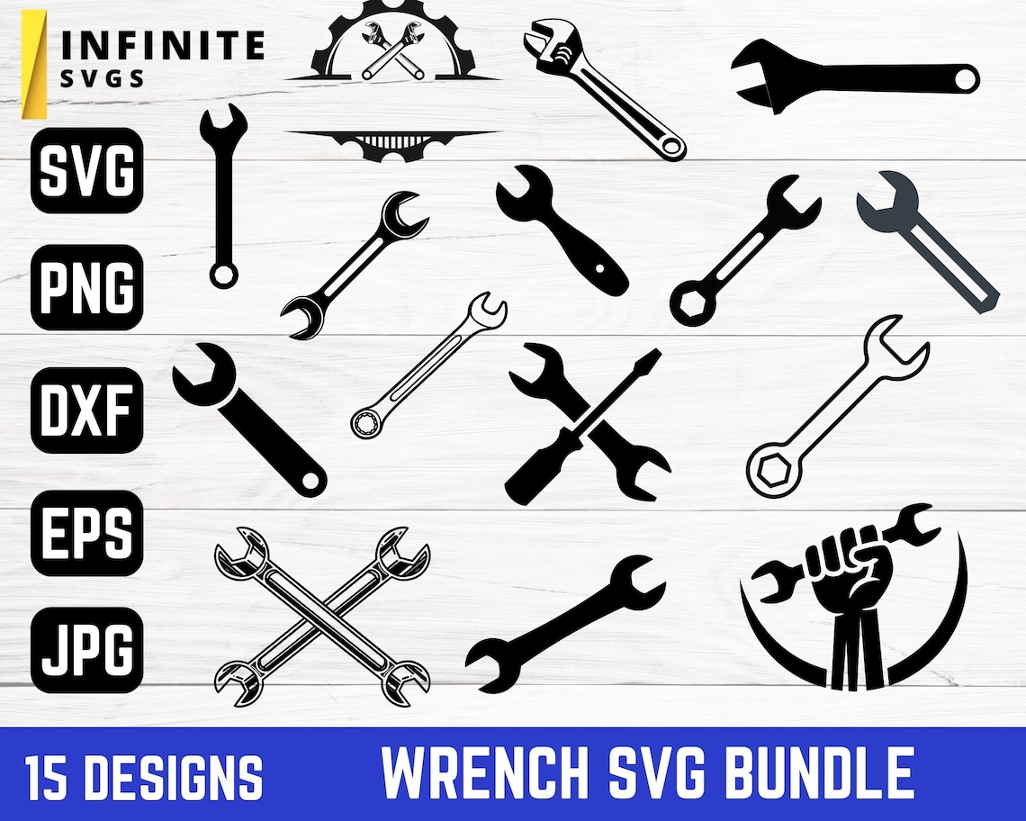 Wrench Svg 15 Design Wrench Cut Files Wrench Clipart Mechanic Svg Tools ...