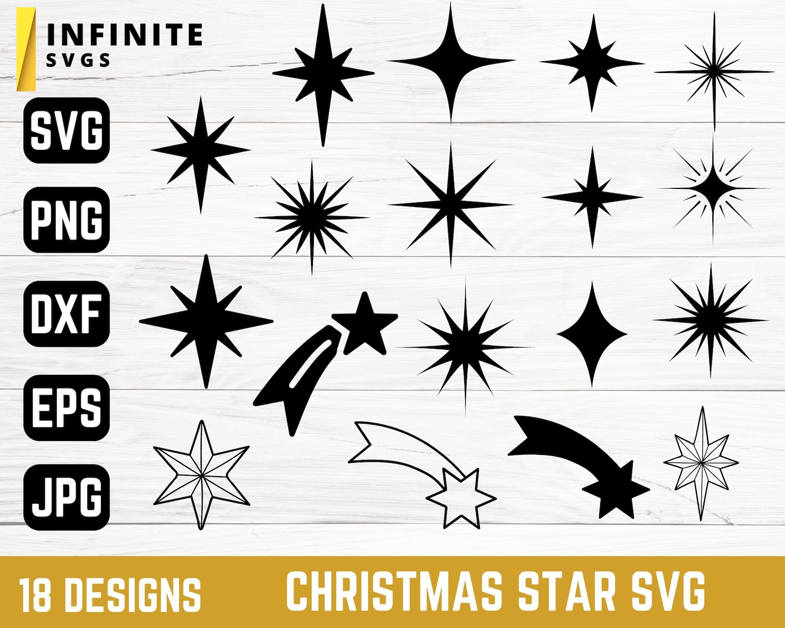 Christmas Star Svg Star Svg Bundle 18 Design Shinning Star Svg Night ...