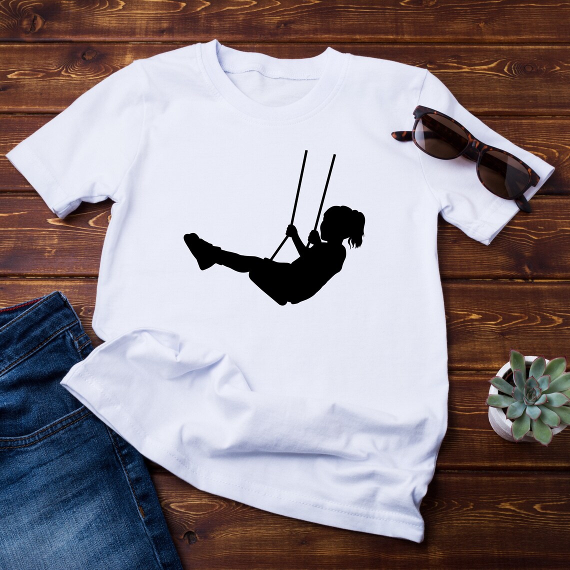 Swing Svg, Swing Clipart, Girl Swinging Svg, Kids Swinging Svg ...