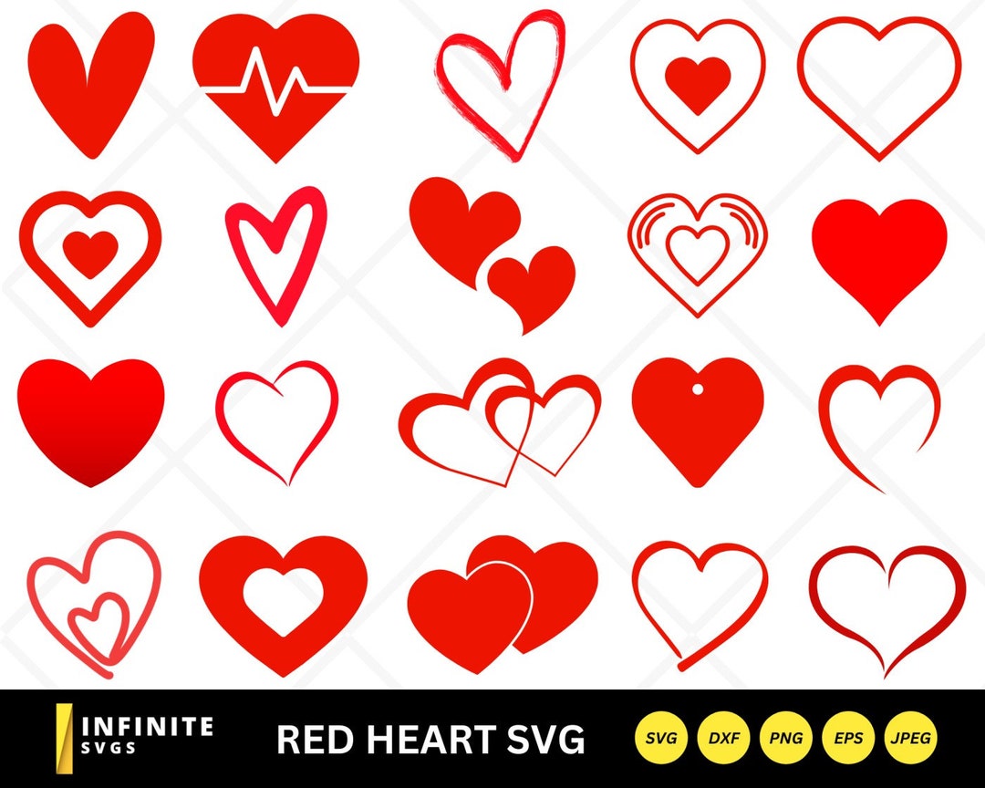 Red Heart Svg, Red Heart Clipart, Doodle Heart Svg, Valentine Heart Svg ...