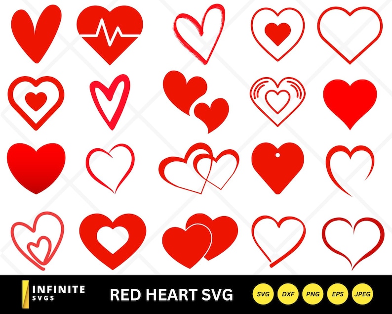 Red Heart Svg, Red Heart Clipart, Doodle Heart Svg, Valentine Heart Svg ...