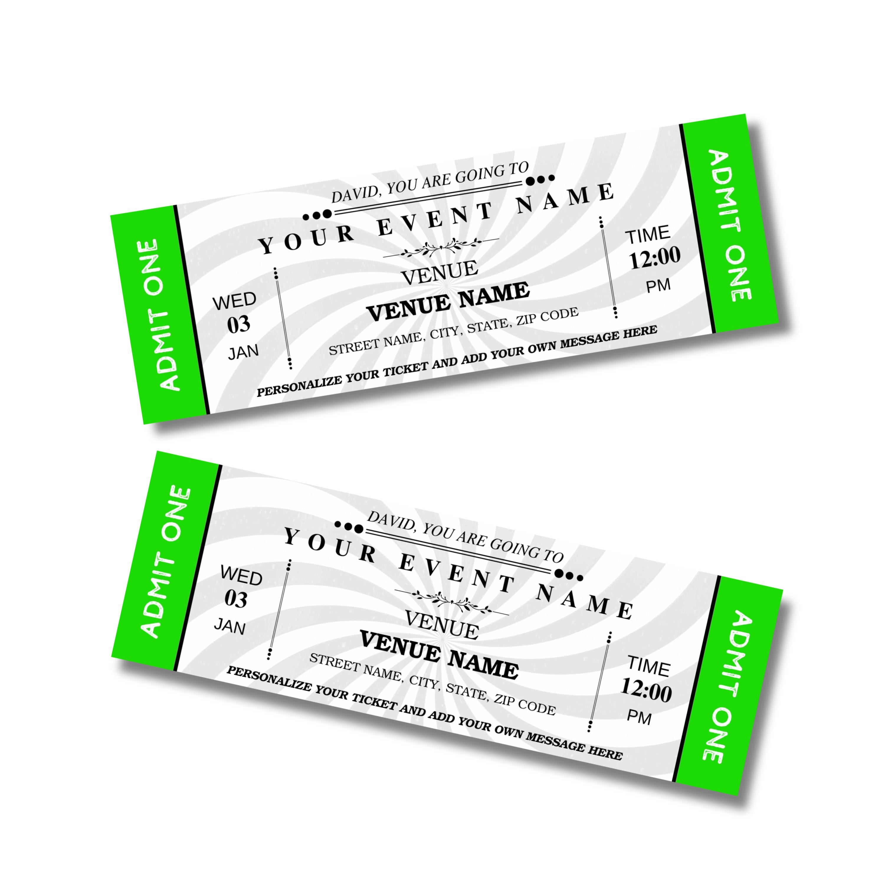 Editable Ticket Template, Ticket Template, Concert Ticket Template ...
