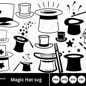 Magic Hat Svg, Magician Hat Svg, Hat Svg, Magician Svg, Magic Hat Clipart, Magic Hat Icon, Magic ...