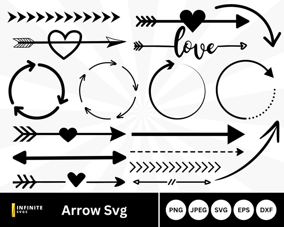 Arrow Svg Bundle, Arrow Svg, Arrow Circle Svg, Arrow Cut File, Arrow With Heart, Arrow Clipart ...