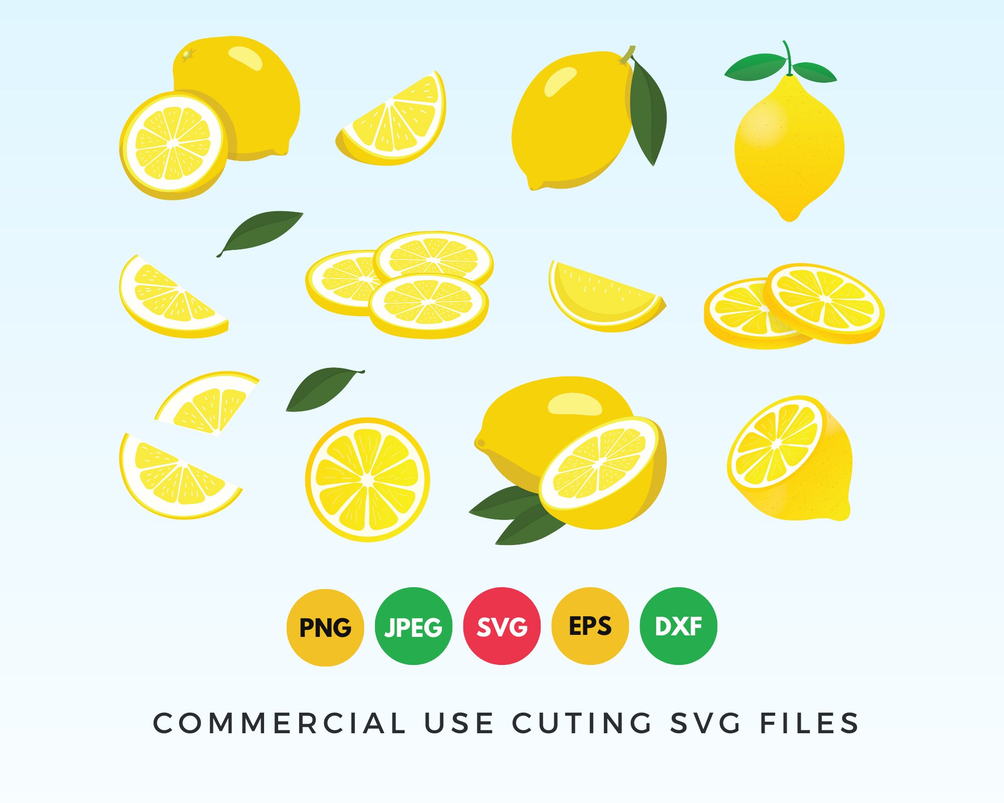 Lemon SVG Lemons Svg Bundle Lemon Vector Lemon Slice Svg Kawaii Fruit ...