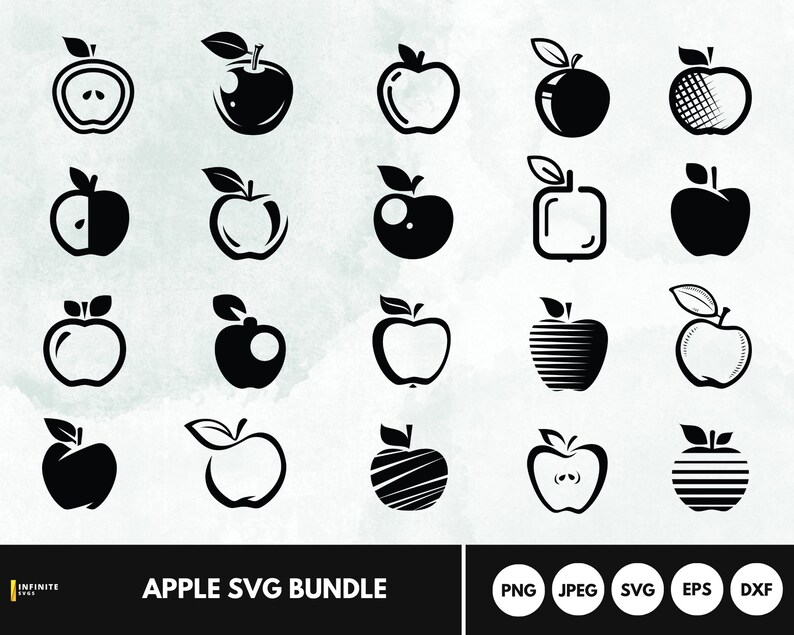 Apple Svg Apple Outlines Bundle Apple Vector Apple Icon Apple Clipart ...
