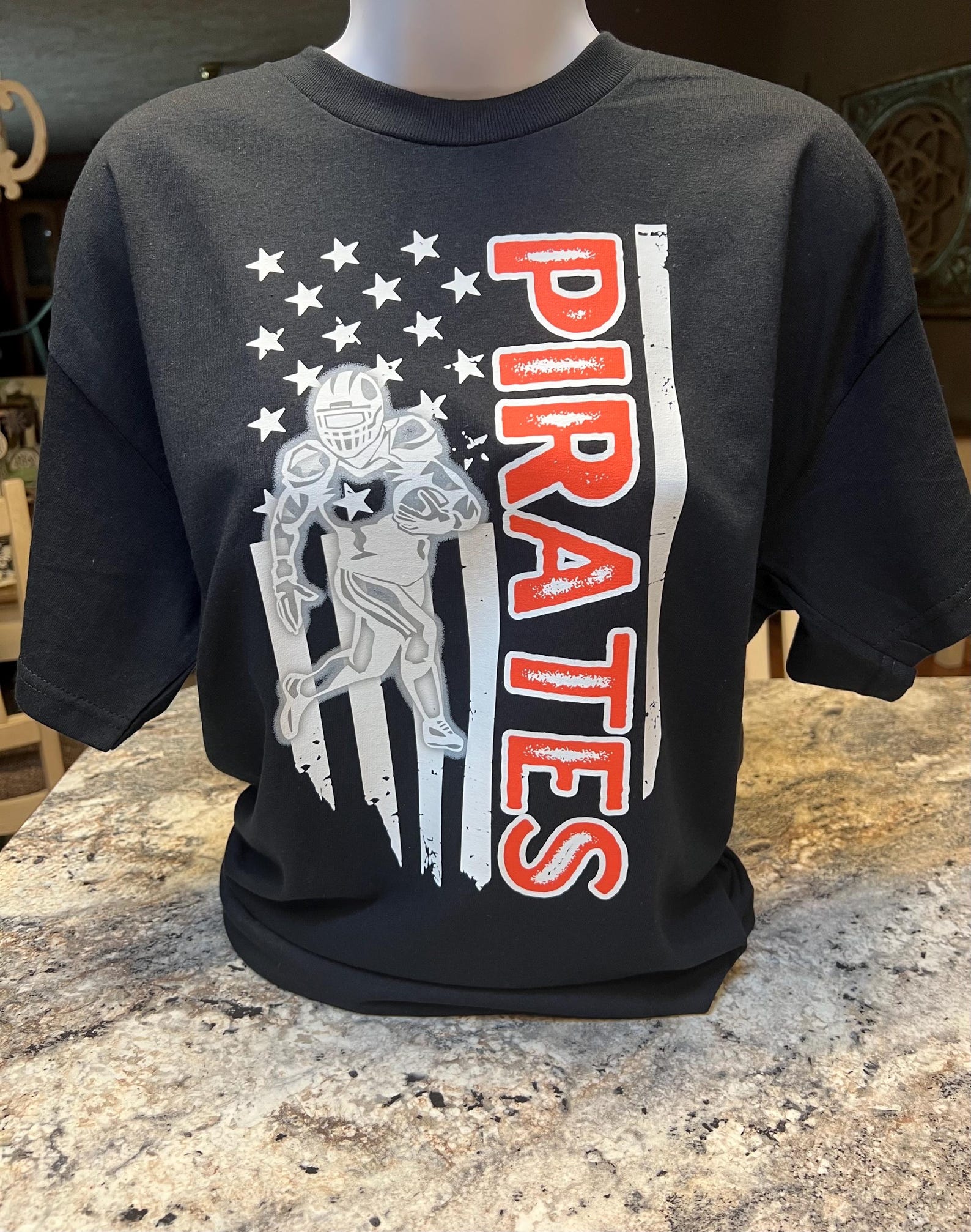 Pirates American Flag Football PNG Design With Red Pirates Distressed ...