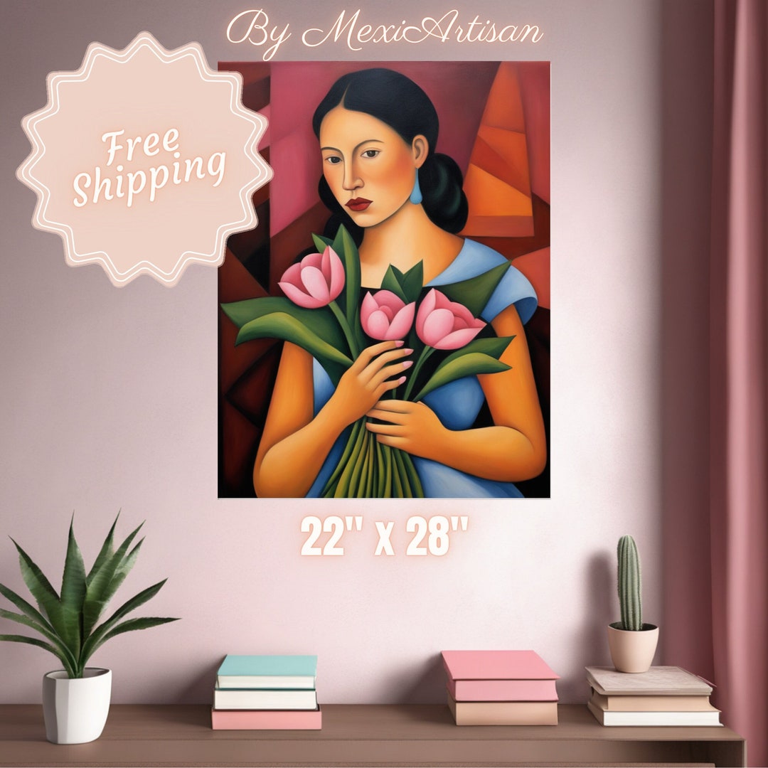 Mexican Folk Wall Art Latina Print Antique Oil Painting Rustic ...