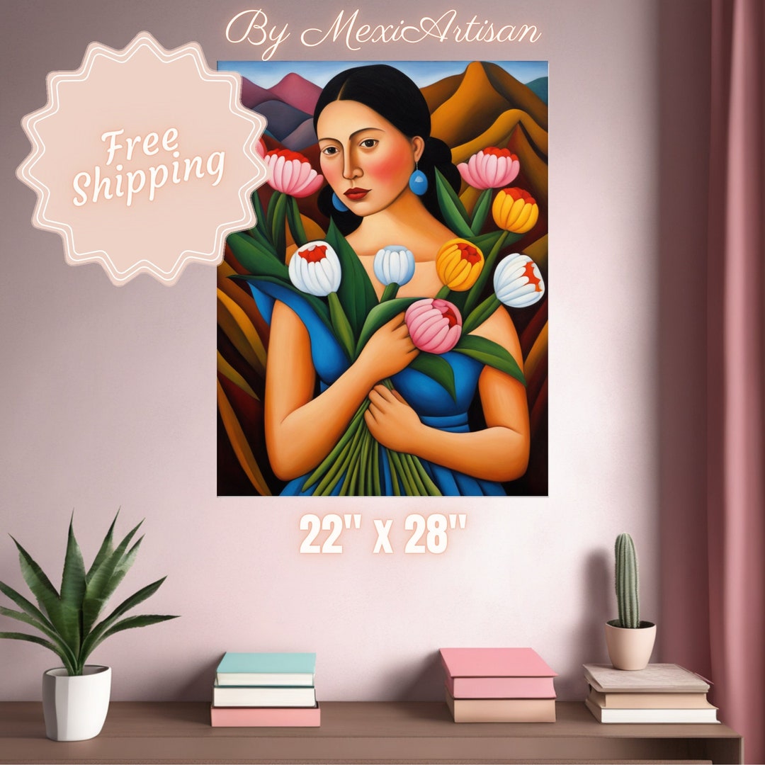 Mexican Folk Wall Art | Latina Print | Antique Oil Painting | Rustic ...