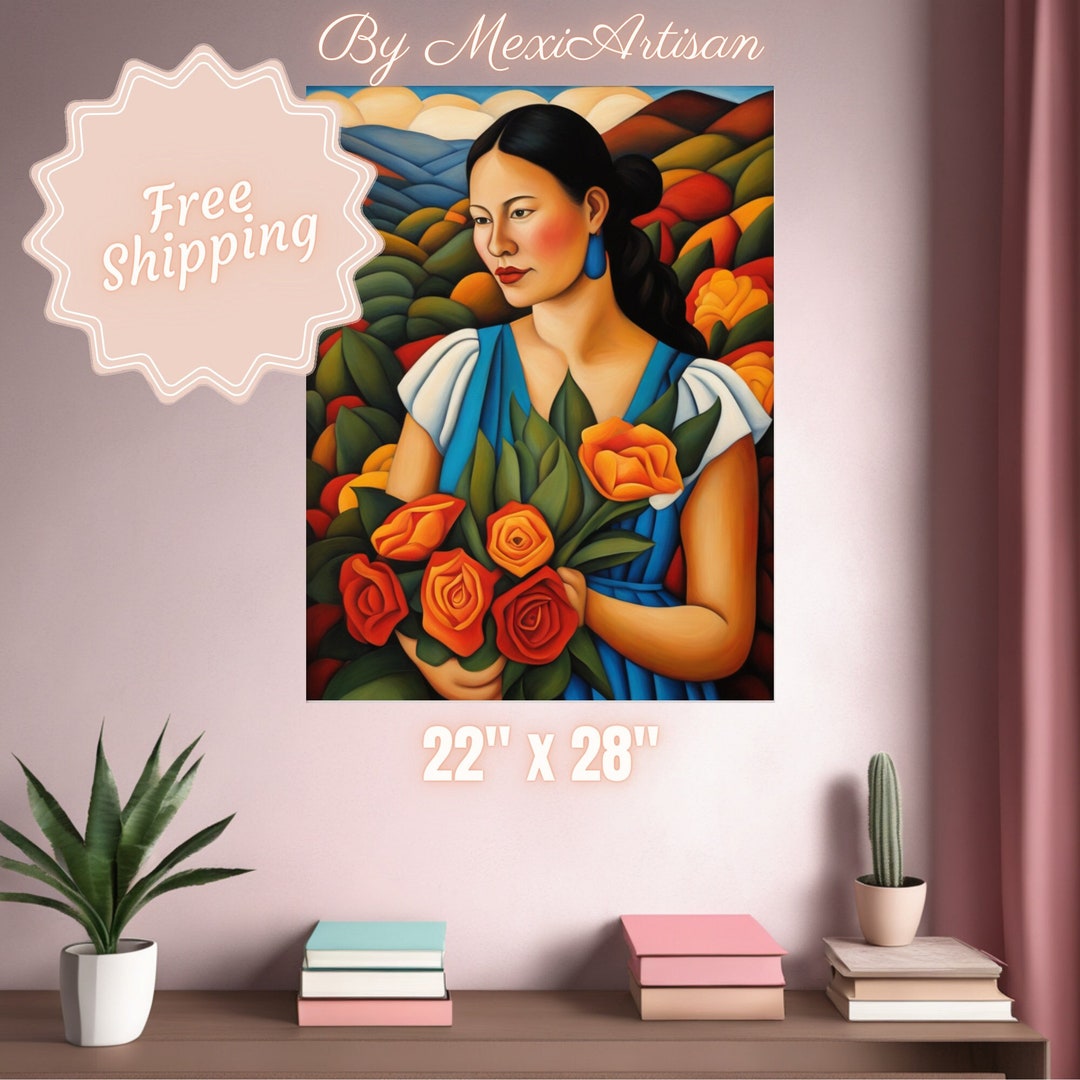 Mexican Folk Wall Art | Latina Print | Antique Oil Painting | Rustic ...