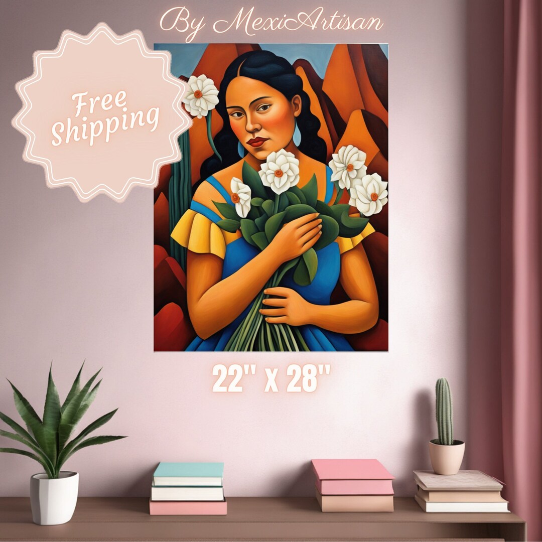 Mexican Folk Wall Art | Latina Print | Antique Oil Painting | Rustic ...