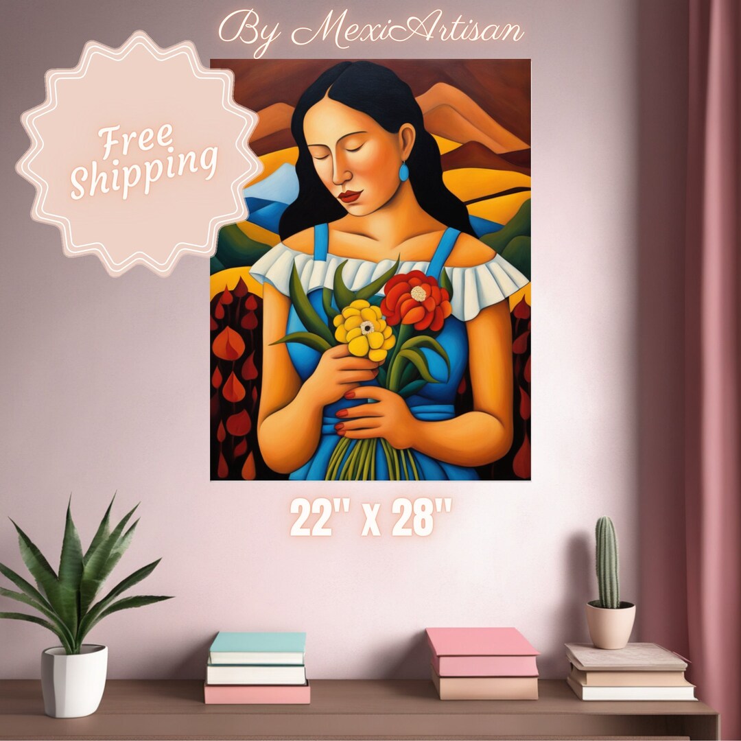 Mexican Folk Wall Art | Latina Print | Antique Oil Painting | Rustic ...